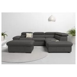 Ecksofa Home Affaire "Alberto L-Form" Sofas Gr. B/H/T: 272cm x 73cm x 226cm, Material, Ottomane rechts, mit Bettfunktion-Bett mit Stoff bezogen, braun (mokka) mit Ottomane, inkl. Kopfteilverstellung, wahlweise Bettfunktion