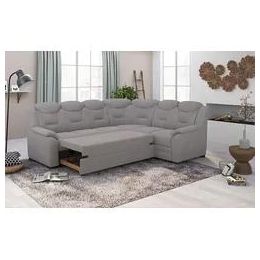 Ecksofa COTTA "Marcus L-Form" Sofas Gr. B/H/T: 263cm x 99cm x 211cm, Microfaser bedruckt, langer Schenkel links-Bettfunktion links, Mit Bettfunktion-mit Schubkasten, weiß (silber) Bequemes Ecksofa in klassischem Design mit hoher Rückenlehne