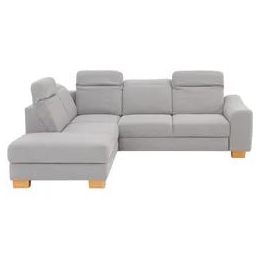 Ecksofa Home Affaire "Dundee L-Form" Sofas Gr. B/H/T: 263cm x 86cm x 219cm, Struktur fein, Ottomane links, ohne Bettfunktion-ohne Stauraum-ohne Kopfteilverstellung, grau wahlweise mit Kopfteilverstellung und zusätzlich Bettfunktion