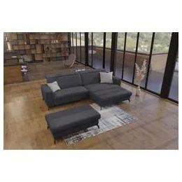 CAVADORE Ecksofa SIT&MORE "Bolero L-Form" Sofas Gr. B/H/T: 290 cm x 88 cm x 178 cm, Breitcord, Recamiere rechts, mit Kopfteilverstellung-mit Bett-mit Bettkasten, grau