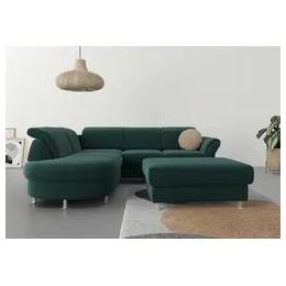 Sit & More Ecksofa SIT & MORE "Apulia L-Form" Sofas Gr. B/H/T: 250cm x 78cm x 212cm, Samtoptik, langer Schenkel rechts, ohne Bettfunktion-ohne Bettkasten-mit Armteilverstellung-mit Kopfteilverstellung, grün (dunkelgrün) wahlweise Bettfunktion, Bettkasten und Kopf- Armteilverstellung