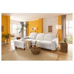 Ecksofa Home Affaire "Dundee L-Form" Sofas Gr. B/H/T: 264cm x 86cm x 170cm, Struktur fein, Recamiere links, inkl.Kopfteilverstellung-ohne Bettfunktion-ohne Bettkasten-ohne relax Funktion, beige (creme) wahlweise mit Kopfteilverstellung und zusätzlich Bettfunktion