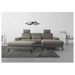 Sit & More Ecksofa SIT&MORE "Cinturo L-Form" Sofas Gr. B/H/T: 283 cm x 91 cm x 175 cm, Luxus-Microfaser Euphoria, mega-Recamiere rechts, inklusive Sitztiefenverstellung-inklusive Federkern, braun (schlamm) inklusive Sitztiefenverstellung und Federkern, Sitzhöhe 48 cm