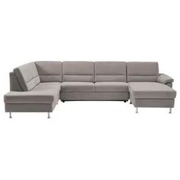 Wohnlandschaft CALIZZA INTERIORS "Onyx U-Form" Sofas Gr. B/H/T: 335cm x 90cm x 196cm, Samtoptik, Recamiere rechts, mit Bettfunktion und Bettkasten, grau (1011 fels) wahlweise mit Bettfunktion und Bettkasten