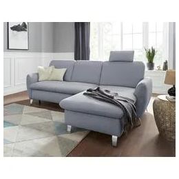 Sit & More Ecksofa SIT & MORE "Daytona L-Form" Sofas Gr. B/H/T: 245cm x 93cm x 164cm, Struktur, Recamiere rechts, Mit Bettfunktion, grau (hellgrau) mit Federkern, einer Kopfstütze und wahlweise Bettfunktion