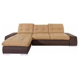 Sit & More Ecksofa SIT&MORE "Palomino L-Form" Sofas Gr. B/H/T: 284 cm x 84 cm x 109 cm, Kunstleder SOFTLUX-NaturLEDER, Recamiere links, ohne Bettfunktion-XL, braun (mokka, cappuccino) wahlweise XL oder XXL und mit Bettfunktion