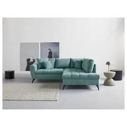 Ecksofa Inosign "Lörby L-Form" Sofas Gr. B/H/T: 224 cm x 90 cm x 191 cm, Luxus-Microfaser weich, Ottomane rechts, Luxus Microfaser weich, blau (petrol) Belastbarkeit bis 140kg pro Sitzplatz, auch mit Aqua clean-Bezug