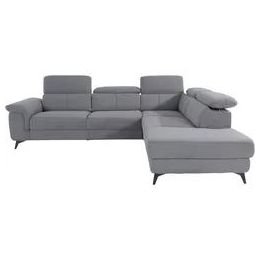 Ecksofa COTTA "Springs L-Form" Sofas Gr. B/H/T: 290cm x 79cm x 235cm, Microfaser, Ottomane rechts, mit Kopfteilverstellung-mit Relaxfunktion-mit Bettkasten, grau (stone)