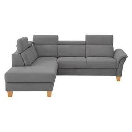 Ecksofa Home Affaire "Conville L-Form" Sofas Gr. B/H/T: 247 cm x 84 cm x 217 cm, Luxus-Microfaser Euphoria, Ottomane links, inkl.Kopfteilverstellung, ohne Bettfunktion und Stauraum, grau Federkern, wahlweise mit Bettfunktion und Bettkasten bzw. Stauraum