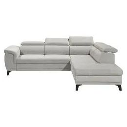 Ecksofa ED EXCITING DESIGN "Albany L-Form", grau (hellgrau), B:274cm H:80cm T:231cm, 100% Polyester, Sofas, frei stellbar, Bettfunktion und Bettkasten, inkl. Kopfteilverstellung