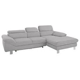 Ecksofa COTTA "Driver L-Form" Sofas Gr. B/H/T: 268cm x 73cm x 169cm, Chenille, Recamiere rechts, mit Kopfteilverstellung-ohne Bettfunktion und Bettkasten, grau mit Kopfteilverstellung, wahlweise Bettfunktion