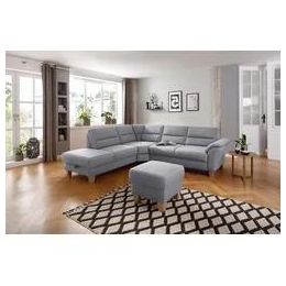 Ecksofa Home Affaire "Soleo L-Form" Sofas Gr. B/H/T: 262cm x 89cm x 235cm, Struktur, Ottomane links, mit Relaxfunktion-ohne Bettfunktion-ohne Stauraum, grau komfortabel durch Trapezecke mit Relaxfunktion, auch Bettfunktion