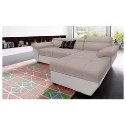 Ecksofa COTTA "Speedway L-Form" Sofas Gr. B/H/T: 265cm x 79cm x 102cm, Kunstleder SOFTLUX-Luxus-Microfaser, Recamiere rechts, mit Bettfunktion-mit Bettkasten-mit Kopfteilverstellung, braun (schlamm/schlamm) inklusive Kopfteilverstellung, wahlweise mit Bettfunktion + Bettkasten