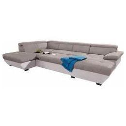 Wohnlandschaft COTTA "Speedway U-Form" Sofas Gr. B/H/T: 332cm x 79cm x 102cm, Kunstleder SOFTLUX-Luxus-Microfaser, Recamiere rechts, mit Bettfunktion-mit Bettkasten-mit Kopfteilverstellung, braun (schlamm, schlamm) wahlweise mit Bettfunktion und Bettkasten