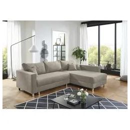 Ecksofa Inosign "Anela L-Form" Sofas Gr. B/H/T: 252cm x 89cm x 192cm, Luxus-Microfaser, Recamiere beidseitig montierbar, grau (taupe) inklusive Bettfunktion, Bettkasten, loser Zier- und Rückenkissen