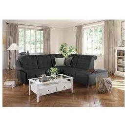 Ecksofa Home Affaire "Boston L-Form" Sofas Gr. B: 272cm, NaturLEDER, Ottomane rechts, mit Kopfteilverstellung, schwarz Kopfteilverstellung an jeder Sitzfläche, wahlweise Relaxfunktion