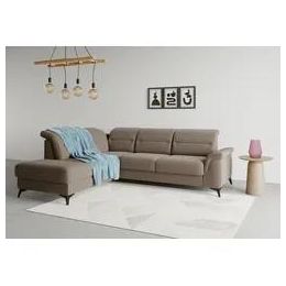 Sit & More Ecksofa SIT & MORE "Sinatra L-Form", grau (taupe), B:251cm H:85cm T:220cm, 90% Polyester, 10% Polyamid, Sofas, mit Ottomane, optional mit Kopfteilverstellung und Armteilfunktion