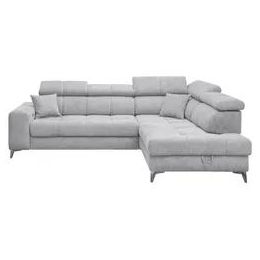 Ecksofa ED EXCITING DESIGN "Sydney L-Form", grau (hellgrau), B:282cm H:86cm T:198cm, 92% Polyester, 8% Nylon, Sofas, frei im Raum stellbar, mit Bettkasten, inkl. Kopfteilverstellung