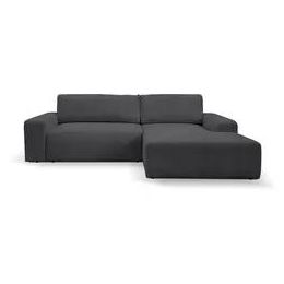 Ecksofa WERK2 "Hugo-L L-Form" Sofas Gr. B/H/T: 267cm x 85cm x 167cm, Cord, Recamiere rechts, Schlaffunktion und Bettkasten, grau (anthrazit) Design Ecksofa in Cord mit Schlaffunktion & Bettkasten