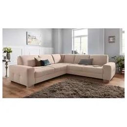 Sit & More Ecksofa SIT & MORE "Santorini L-Form" Sofas Gr. B/H/T: 276cm x 82cm x 271cm, Struktur, langer Schenkel links, mit Sitztiefenverstellung, beige mit Federkern und Sitztiefenverstellung, wahlweise Bettfunktion