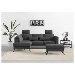 Sit & More Ecksofa SIT & MORE "Lindholm L-Form", grau (anthrazit), B:254cm H:88cm T:188cm, Sofas, mit Sitztiefenverstellung und Federkern