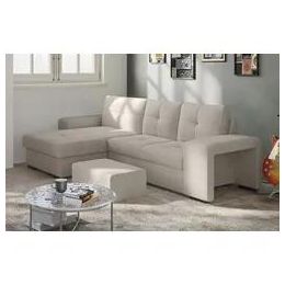 Ecksofa COTTA "Mattina L-Form" Sofas Gr. B/H/T: 268cm x 73cm x 156cm, Microfaser, Recamiere links, ohne Bettfunktion und Bettkasten, grau (platinum) inkl. Hocker, wahlweise mit Bettfunktion und Bettkasten