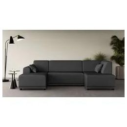 Wohnlandschaft Home Affaire "TAMMO" Sofas Gr. B/H/T: 296 cm x 80 cm x 162 cm, Struktur, Recamiere links, grau (anthrazit) U-Form