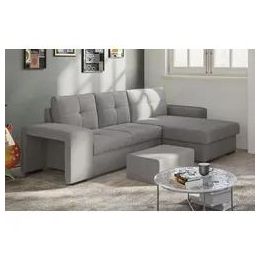 Ecksofa COTTA "Mattina L-Form" Sofas Gr. B/H/T: 268cm x 73cm x 156cm, Chenille-Struktur, Recamiere rechts, ohne Bettfunktion und Bettkasten, grau inkl. Hocker, wahlweise mit Bettfunktion und Bettkasten