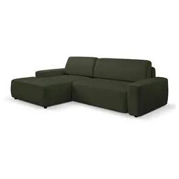 Ecksofa WERK2 "Bully L-Form" Sofas Gr. B/H/T: 264cm x 82cm x 162cm, Struktur fein + weich, Recamiere links, Schlaffunktion und Bettkasten, grün Curvy Trend Ecksofa mit Schlaffunktion in weichem Cord