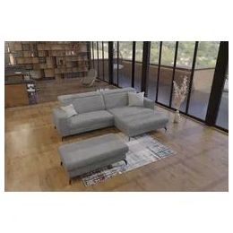 Sit & More Ecksofa SIT&MORE "Bolero L-Form" Sofas Gr. B/H/T: 290 cm x 88 cm x 178 cm, Struktur weich, Recamiere rechts, mit Kopfteilverstellung-mit Bett-mit Bettkasten, silberfarben (silber)