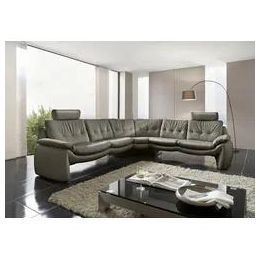 Ecksofa Places of Style "Luna L-Form" Sofas Gr. B/H/T: 288cm x 80cm x 268cm, NaturLEDER LongLife300, langer Schenkel links, grau (taupe) in einzigartiger Optik