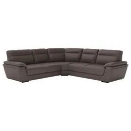 Ecksofa Home Affaire "Brandy L-Form" Sofas Gr. B/H/T: 285 cm x 95 cm x 298 cm, Leder PAMPAS, langer Schenkel rechts, braun (cocoa)