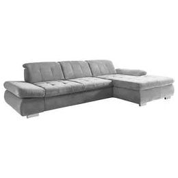 Ecksofa DIE PLANBAR "MP-IN17004 L-Form" Sofas Gr. B/H/T: 331cm x 84cm x 124cm, Chenille, Ottomane rechts, Kopfteilverstellung-Bettfunktion-Sitztiefenverstellung, weiß (silber) wahlweise mit Funktion, Federkern