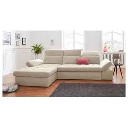 Sit & More Ecksofa SIT & MORE "Stardust L-Form", beige (creme), B:302cm H:77cm T:189cm, Struktur (100% Polyester), Struktur fein (95% Polyester, 5% Polyamid), Sofas, wahlweise mit Bettfunktion und Bettkasten