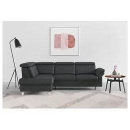 Sit & More Ecksofa SIT & MORE "Arngast L-Form" Sofas Gr. B/H/T: 245cm x 84cm x 194cm, NaturLEDER, Ottomane links, mit Bettfunktion-mit Bettkasten-Bett mit Leder bezogen, schwarz inklusive Kopfteilverstellung und Federkern