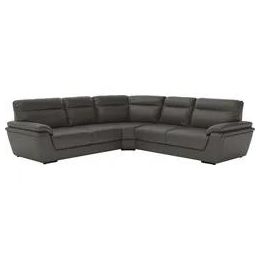 Ecksofa Home Affaire "Brandy L-Form" Sofas Gr. B/H/T: 285cm x 95cm x 298cm, Leder PAMPAS, langer Schenkel rechts, grau (fango)