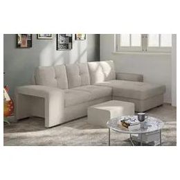 Ecksofa COTTA "Mattina L-Form" Sofas Gr. B/H/T: 268cm x 73cm x 156cm, Microfaser, Recamiere rechts, ohne Bettfunktion und Bettkasten, grau (platinum) inkl. Hocker, wahlweise mit Bettfunktion und Bettkasten