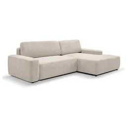 Ecksofa WERK2 "Bully L-Form" Sofas Gr. B/H/T: 264cm x 82cm x 162cm, Struktur weich, Recamiere rechts, Schlaffunktion und Bettkasten, beige (natur) Curvy Trend Ecksofa mit Schlaffunktion in weichem Cord