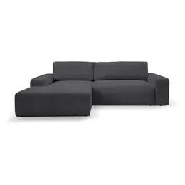 Ecksofa WERK2 "Hugo-L L-Form" Sofas Gr. B/H/T: 267cm x 85cm x 167cm, Cord, Recamiere links, Schlaffunktion und Bettkasten, grau (anthrazit) Design Ecksofa in Cord mit Schlaffunktion & Bettkasten