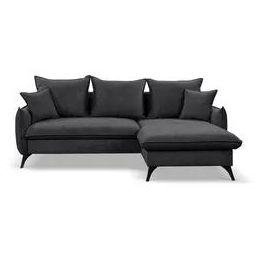 Ecksofa WERK2 "Modica L-Form" Sofas Gr. B/H/T: 230cm x 92cm x 160cm, Struktur weich, Recamiere rechts, Schlaffunktion und Bettkasten, grau (anthrazit) Minimalistisches Ecksofa mit Schlaffunktion & Bettkasten