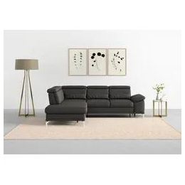 Sit & More Ecksofa SIT & MORE "Cabrio L-Form, B: 274 cm, mit Sitztiefen-, Arm- & Kopfteilverstellung", braun (mokka), B:274cm H:87cm T:230cm, Sofas, 3 Nierenkissen, Federkern, optional Bettfunktion und Stauraum