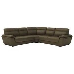 Ecksofa Home Affaire "Brandy L-Form" Sofas Gr. B/H/T: 285cm x 95cm x 298cm, Leder EVITA, langer Schenkel rechts, grün (olive)