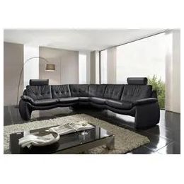 Ecksofa Places of Style "Luna L-Form" Sofas Gr. B/H/T: 288cm x 80cm x 268cm, NaturLEDER LongLife100, langer Schenkel rechts, schwarz in einzigartiger Optik