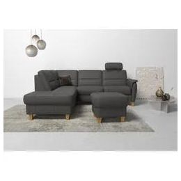 Ecksofa Home Affaire "Palmera L-Form" Sofas Gr. B/H/T: 236cm x 89cm x 212cm, Material, Ottomane links, ohne Bettfunktion-ohne Bettkasten, braun (mocca) Federkern, wahlweise mit Bettfunktion und mitohne Stauraum