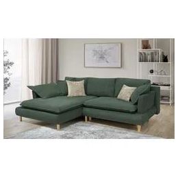 Ecksofa Collection AB "Mandela L-Form", grün (flaschengrün), B:264cm H:94cm T:184cm, 100% Polyester, Sofas, mit Bettfunktion und Bettkasten