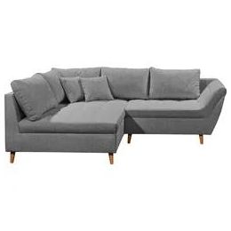 Stella Trading Ecksofa ED EXCITING DESIGN "Split L-Form" Sofas Gr. B/H/T: 251cm x 90cm x 173cm, Webstoff, Recamiere links, inkl. 5 Rückenkissen (75x46)-inkl. 2 Zierkissen (40x40)-ohne Hocker, grau (dunkelgrau) frei im Raum stellbar, inkl. 7 Kissen