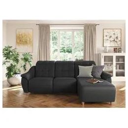 Ecksofa Home Affaire "Boston L-Form" Sofas Gr. B/T: 254cm x 170cm, NaturLEDER, Recamiere rechts, mit Kopfteilverstellung-mit 2 motorischer Relaxfunktionen im 2sitzigen Sofaelement, schwarz Kopfteilverstellung an jeder Sitzfläche, wahlweise Relaxfunktion