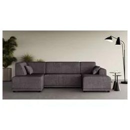 Wohnlandschaft Home Affaire "TAMMO" Sofas Gr. B/H/T: 296 cm x 80 cm x 162 cm, Boucle, Recamiere rechts, grau (anthrazit) U-Form