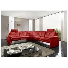 Ecksofa Places of Style "Luna L-Form" Sofas Gr. B/H/T: 288cm x 80cm x 268cm, NaturLEDER LongLife100, langer Schenkel rechts, rot (kirsche) in einzigartiger Optik