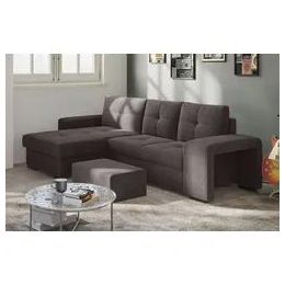 Ecksofa COTTA "Mattina L-Form" Sofas Gr. B/H/T: 268cm x 73cm x 156cm, Microfaser, Recamiere links, mit Bettfunktion und Bettkasten, braun (mud) inkl. Hocker, wahlweise mit Bettfunktion und Bettkasten